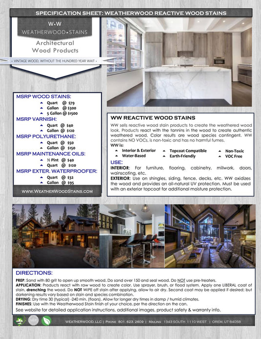 SPECIFICATION SHEET – Weatherwood Stains